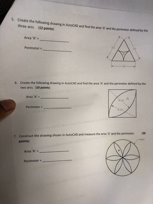 Solved 5 Create The Following Drawing In AutoCAD And Find Chegg