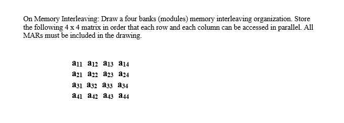 Solved On Memory Interleaving: Draw a four banks (modules) | Chegg.com