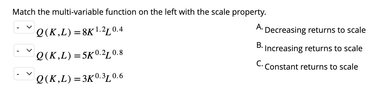 Solved Match The Multi Variable Function On The Left With 