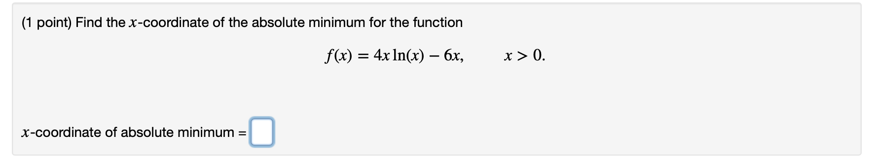 Solved (1 point) Find the x-coordinate of the absolute | Chegg.com