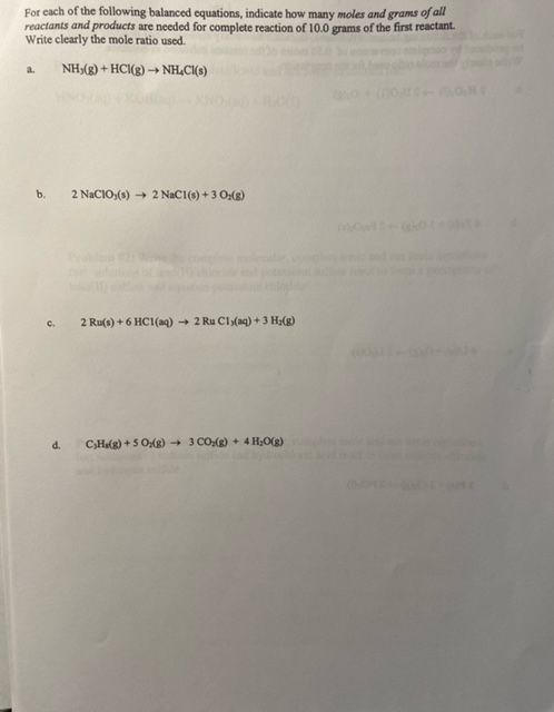 Solved For each of the following balanced equations, | Chegg.com