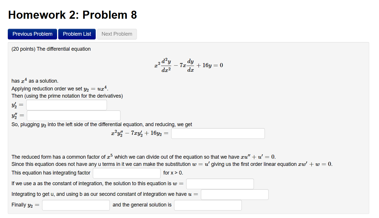 Solved (20 points) The differential equation | Chegg.com