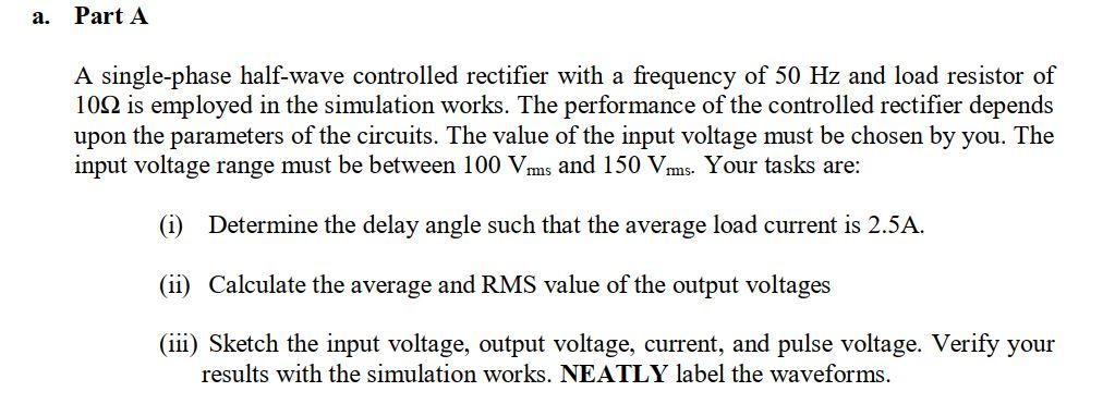 Solved A single-phase half-wave controlled rectifier with a | Chegg.com