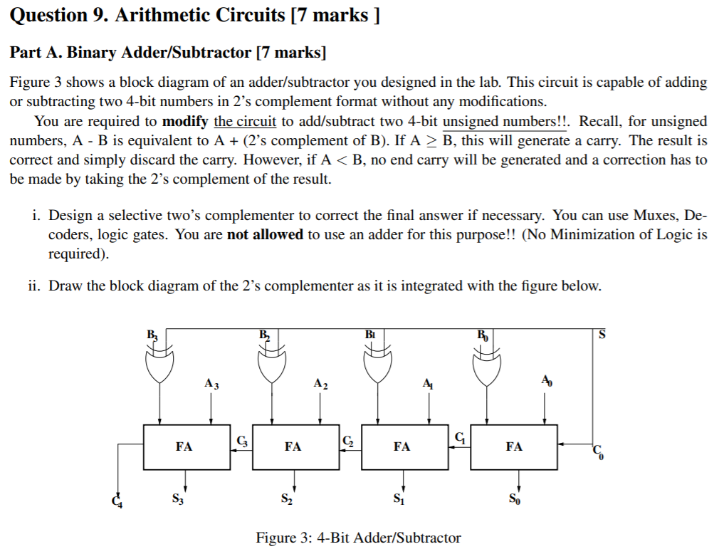 Question 9. Arithmetic Circuits [7 marks ] Part A. | Chegg.com