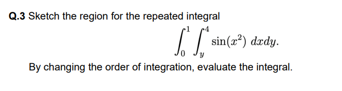 Solved Q.3 Sketch the region for the repeated integral | Chegg.com