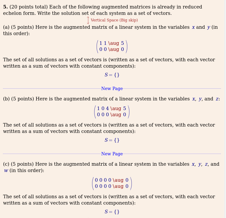 Solved 5. (20 points total) Each of the following augmented | Chegg.com