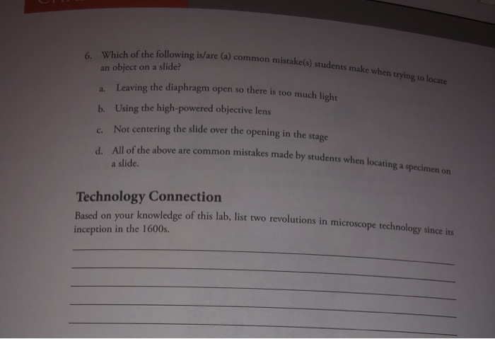 Solved Follow-up Questions 1. Which microscope would allow | Chegg.com