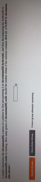 Solved A student determines the chromium(II) content of a | Chegg.com