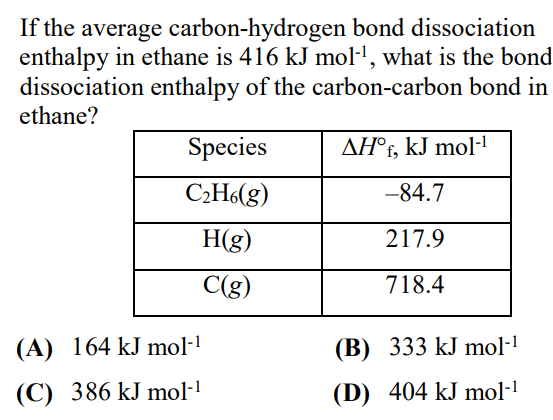 Solved If the average carbon-hydrogen bond dissociation | Chegg.com