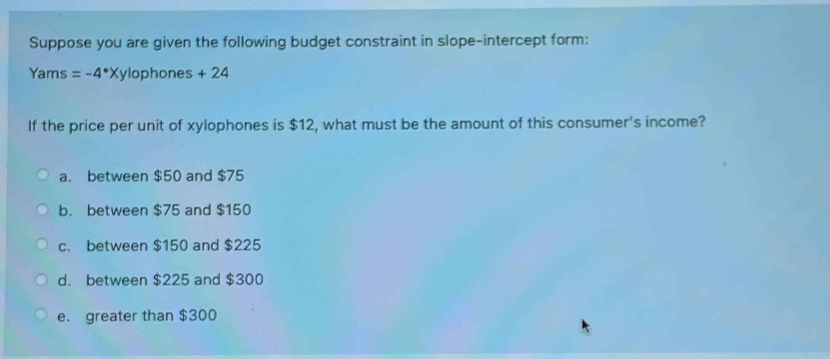 Solved Suppose you are given the following budget constraint | Chegg.com