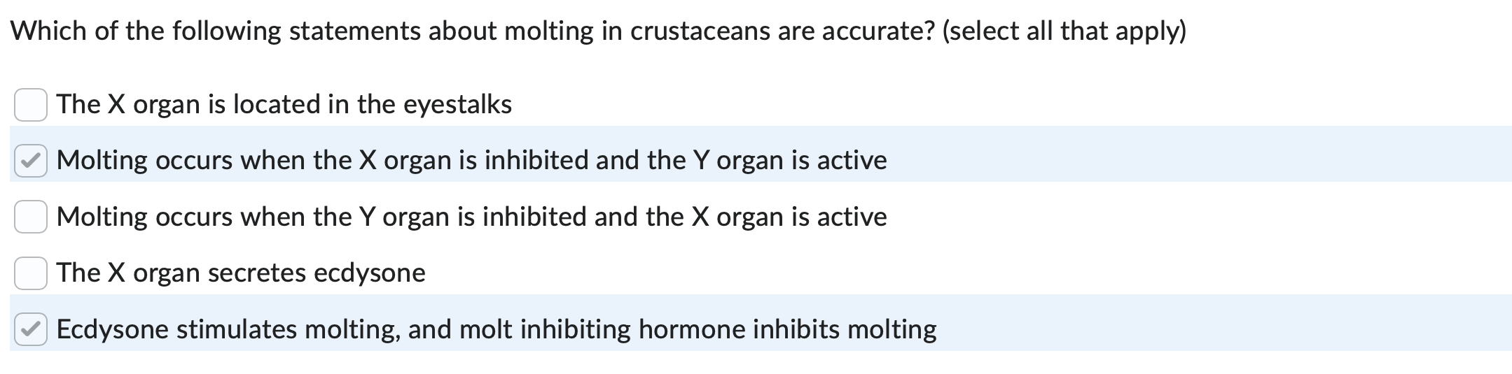 Solved Which of the following statements about molting in | Chegg.com