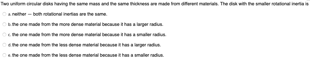 Solved Two uniform circular disks having the same mass and | Chegg.com