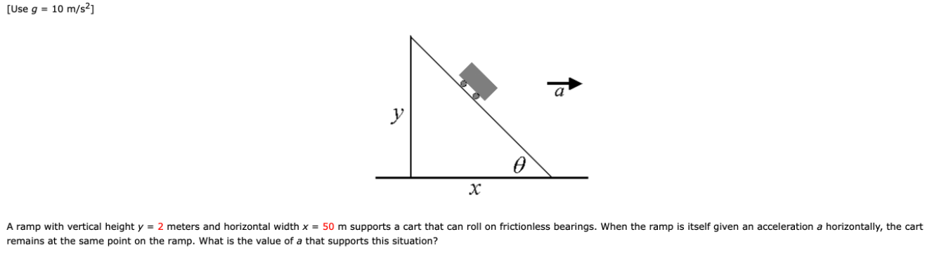 Solved A ramp with vertical height y = 2 meters and | Chegg.com