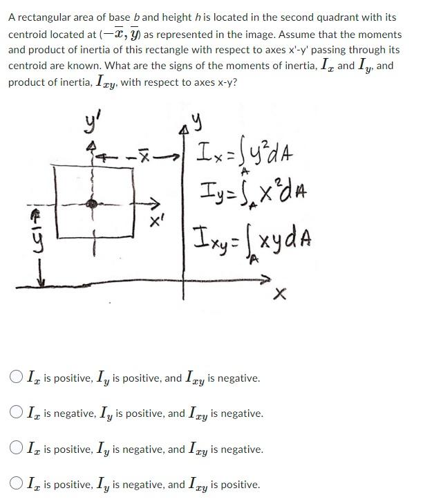 Solved A rectangular area of base b and height h is located | Chegg.com