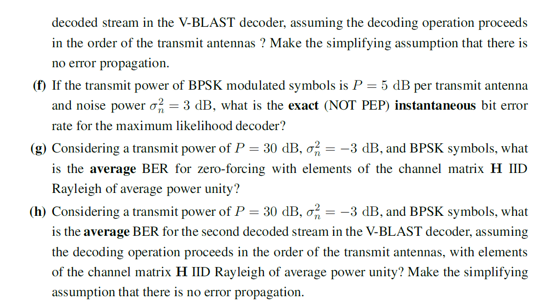 Solved 8. MIMO System Consider the instantaneous MIMO | Chegg.com