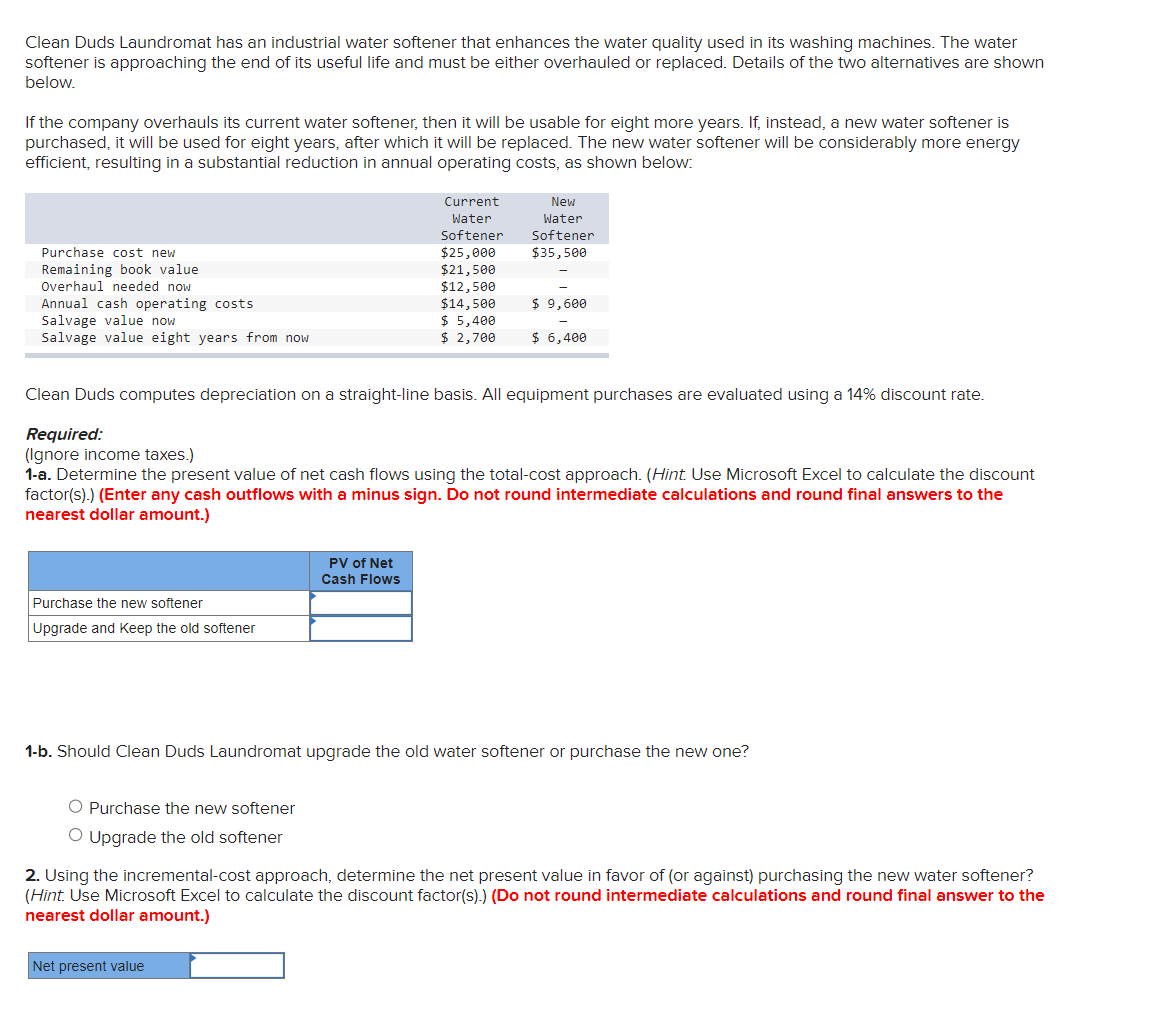 Solved Clean Duds Laundromat has an industrial water | Chegg.com