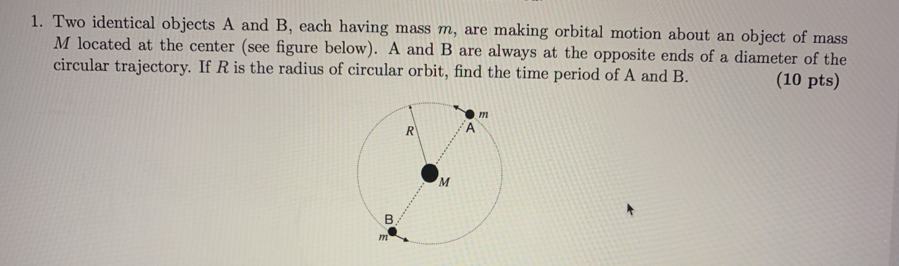 Solved 1. Two identical objects A and B, each having mass m, | Chegg.com