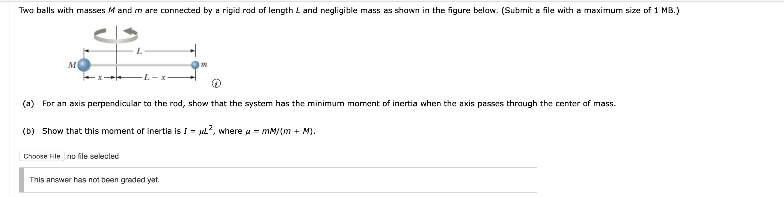 Solved Two balls with masses M and m are connected by a | Chegg.com