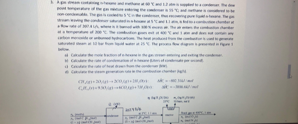 3. A gas stream containing n-hexane and methane at 60 | Chegg.com