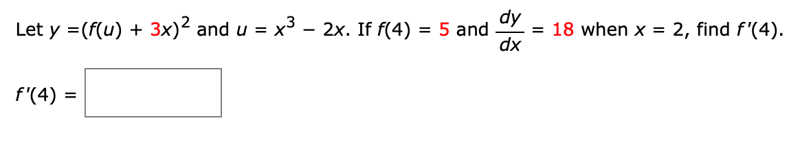Solved Let y=[f(x)]3 and suppose that f′(5)=10 and dxdy=20 | Chegg.com
