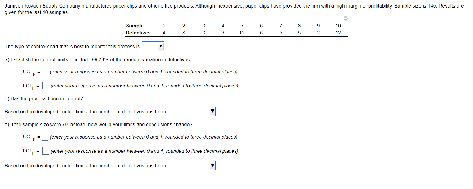 Solved Jamison Kovach Supply Company manufactures paper | Chegg.com