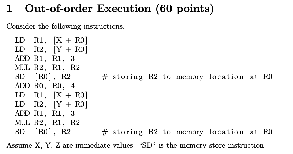 1 Out-of-order Execution (60 points) LD R2, ADD R1, | Chegg.com
