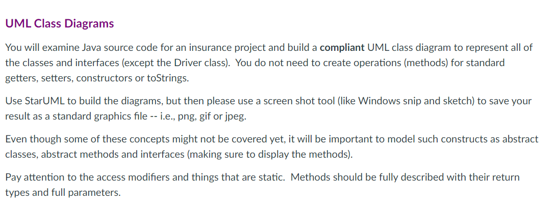 UML Class Diagrams You will examine Java source code | Chegg.com