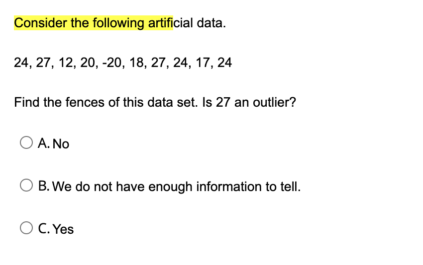 Solved Consider the following artificial data. | Chegg.com