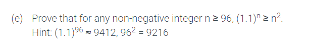 Solved (e) Prove that for any non-negative integer | Chegg.com