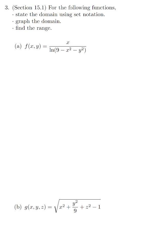 Solved 3. (Section 15.1) For the following functions, - | Chegg.com