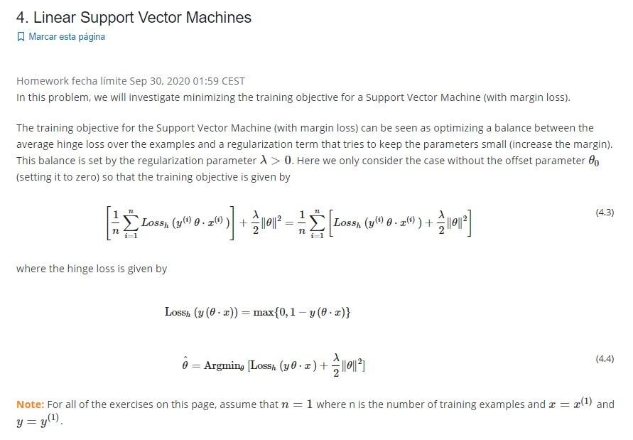 4. Linear Support Vector Machines Marcar esta página | Chegg.com