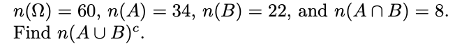 Solved n(AUBUC) = 77, n(AnBnC) = 11, n(ANB) = 24, n(ANC) = | Chegg.com