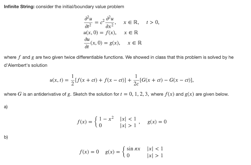 Solved Infinite String: consider the initial/boundary value | Chegg.com