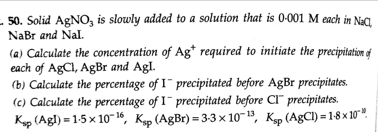 Solved C. 50. Solid AgNO3 is slowly added to a solution that | Chegg.com
