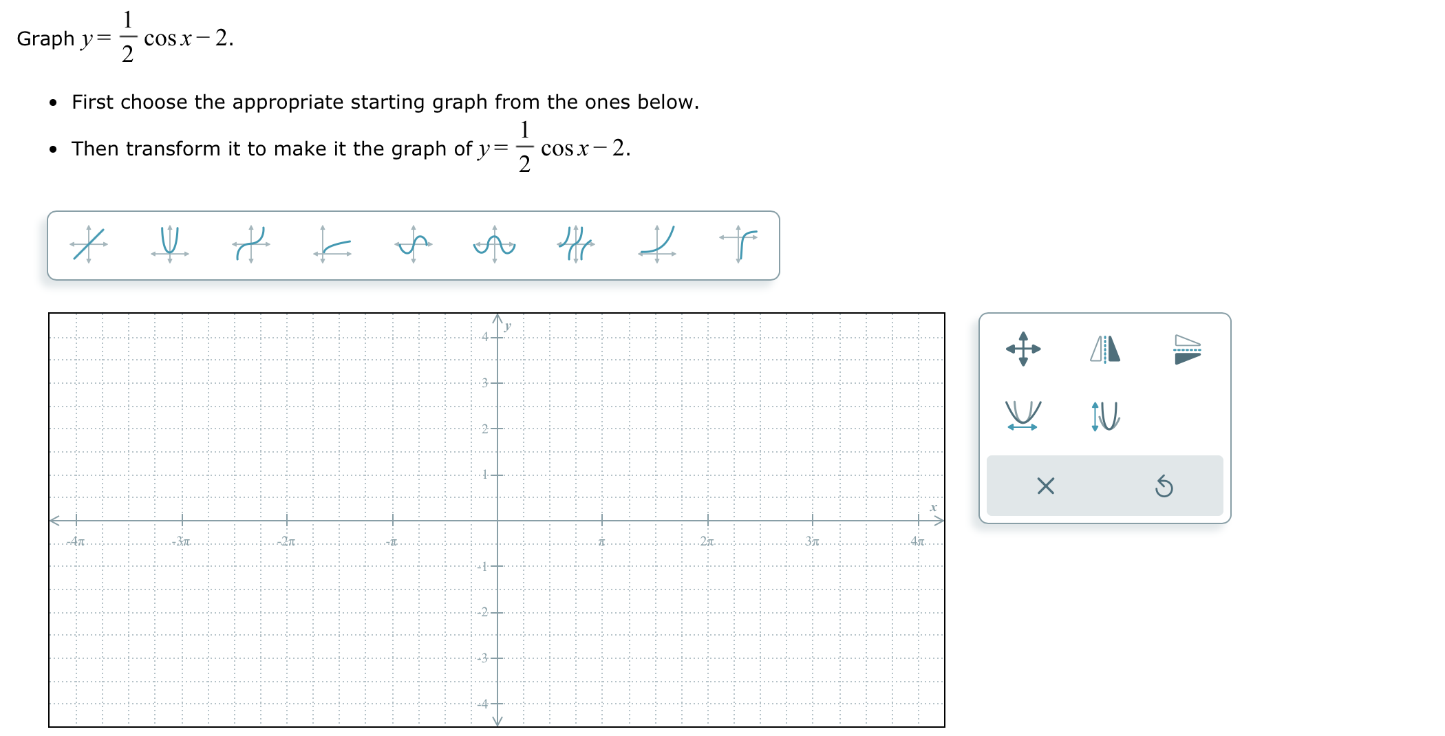 Solved Graph y=−cosx−1. - First choose the appropriate | Chegg.com