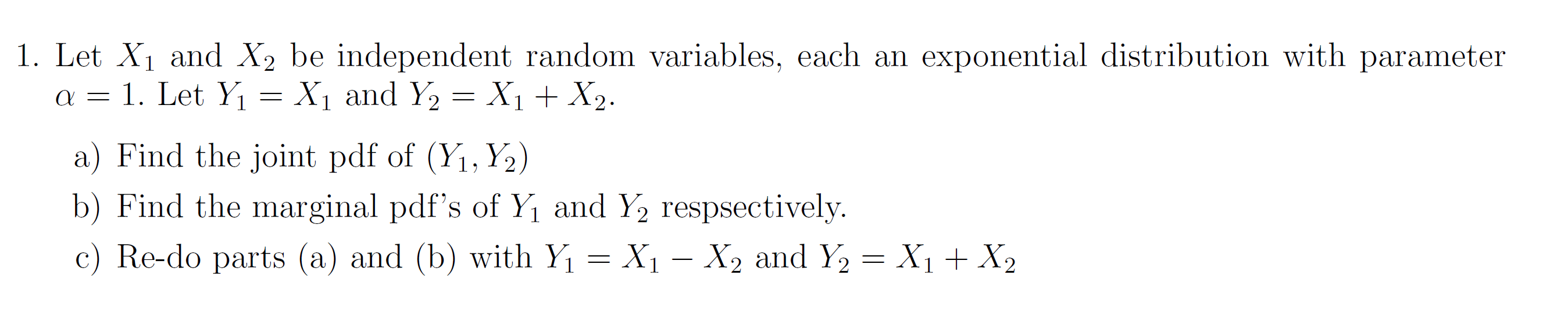Solved 1. Let X1 and X2 be independent random variables, | Chegg.com