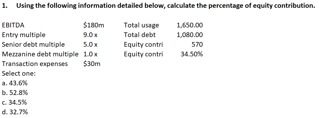 Solved Using the following information detailed below, | Chegg.com