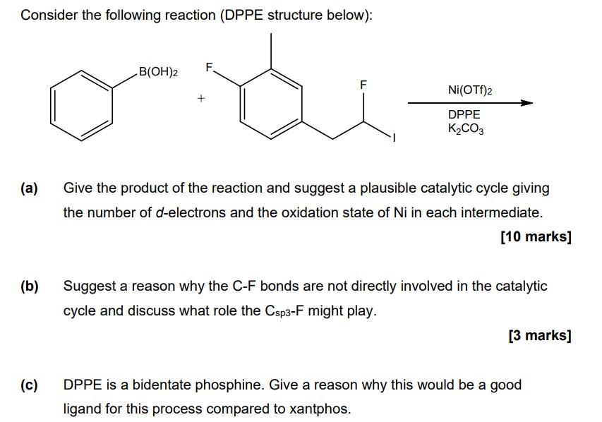 Solved Consider the following reaction (DPPE structure | Chegg.com