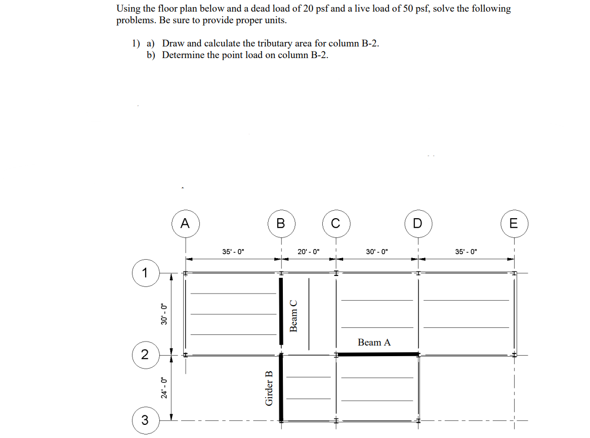 Solved Using the floor plan below and a dead load of 20psf | Chegg.com