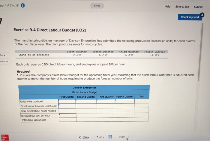 Solved ment # 7 (ch90 Saved Help Save & Exit Submit Check my | Chegg.com