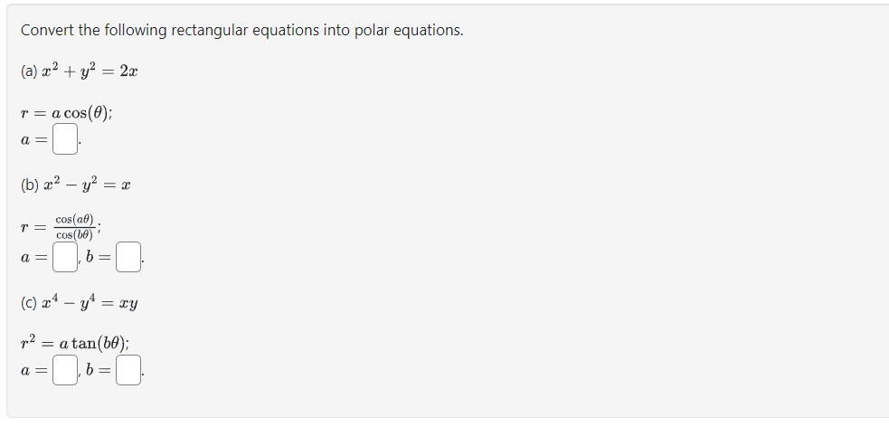 Solved Convert the following rectangular equations into | Chegg.com