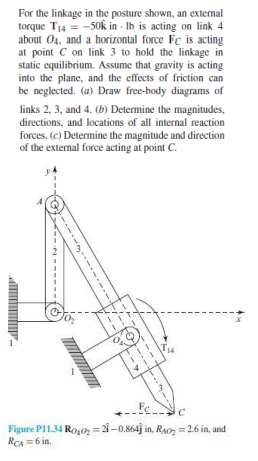 Solved For the linkage in the posture shown, an external | Chegg.com