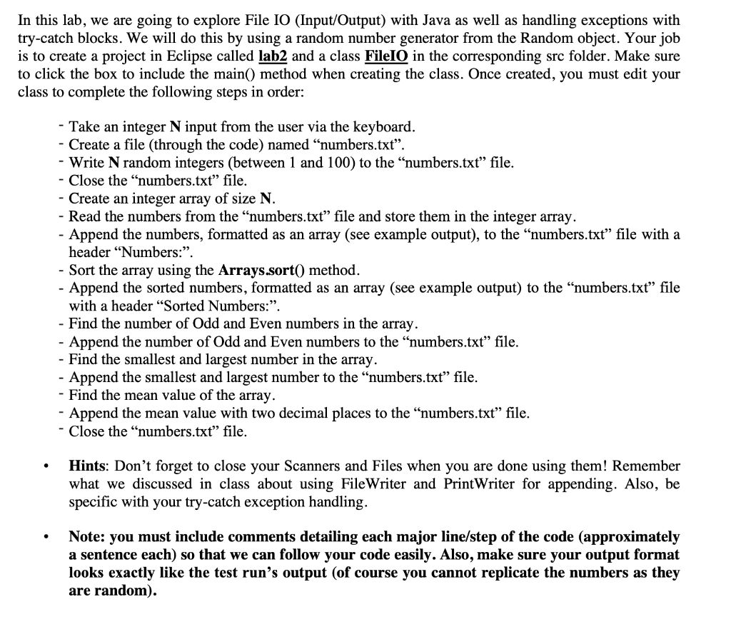 Solved In this lab, we are going to explore File IO | Chegg.com