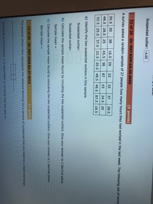 Solved Suspected outlier: -443 20 ID: MST.NDM.DA.05.00so [3 | Chegg.com