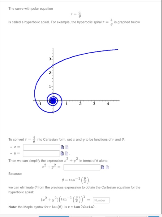 Solved The curve with polar equation r = a/theta is called | Chegg.com