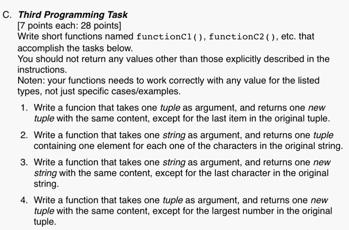 Solved C. Third Programming Task [7 points each: 28 points] | Chegg.com