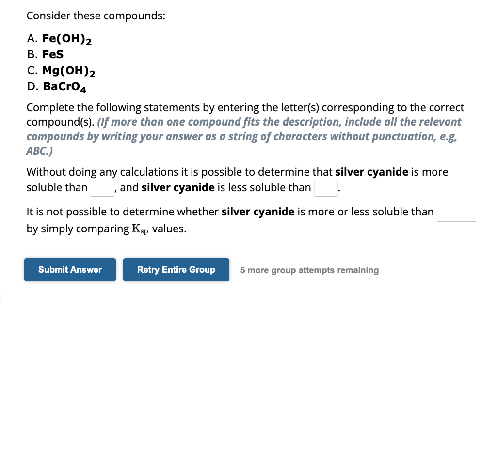 Solved Consider these compounds: A. Fe(OH)2 B. FeS C. | Chegg.com