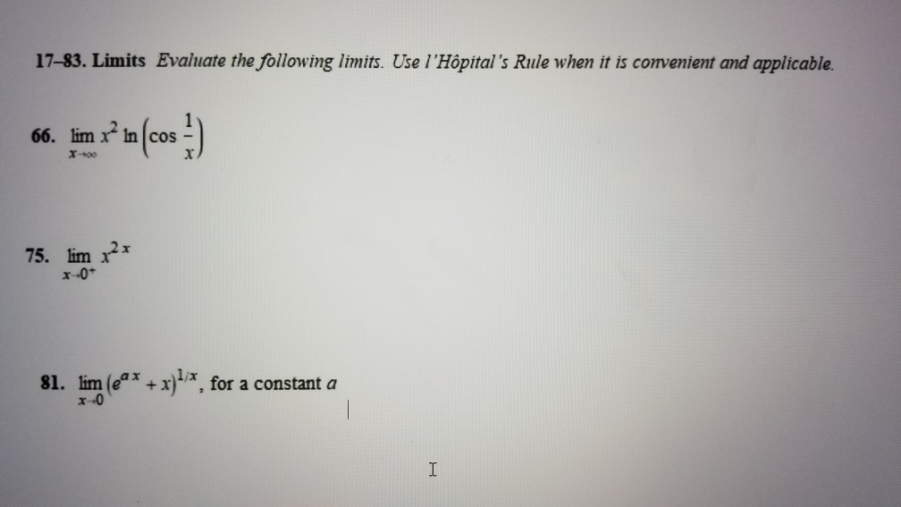 Solved 17-83. Limits Evaluate the following limits. Use | Chegg.com