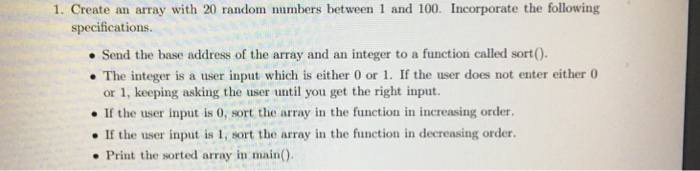 Solved 1. Create an array with 20 random numbers between 1 | Chegg.com