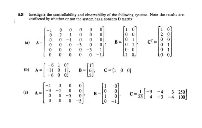 Solved Investigate the controllability and observability of | Chegg.com